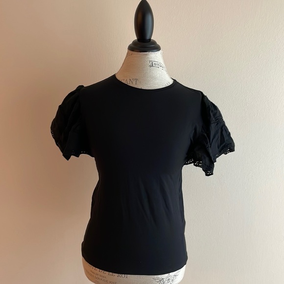 Zara | Shirts & Tops | Zara Black Ruffle Top | Poshmark